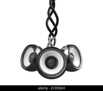 white hanging audio system isolated Stock Photo - Alamy