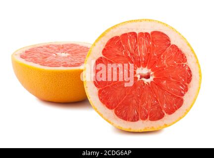 Two halves of ripe grapefruit isolated on white Stock Photo - Alamy