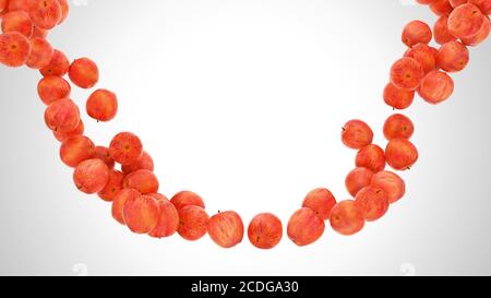 Ripe Red apples flow over grey background Stock Photo - Alamy