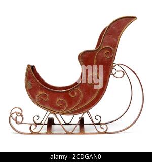 Classic christmas background with a red sled and a christmas tree over ...