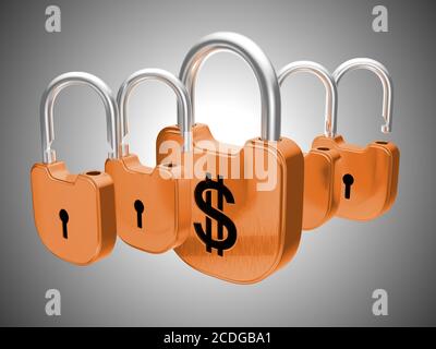 Padlocks - US dollar currency safety concept Stock Photo - Alamy