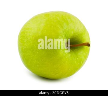 One ripe green apple isolated on white Stock Photo - Alamy