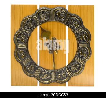 Round wooden wall clock, isolated on white Stock Photo - Alamy