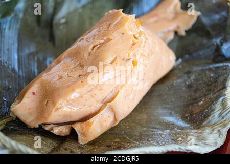 Nigerian Agidi Eko served on a leaf Stock Photo - Alamy