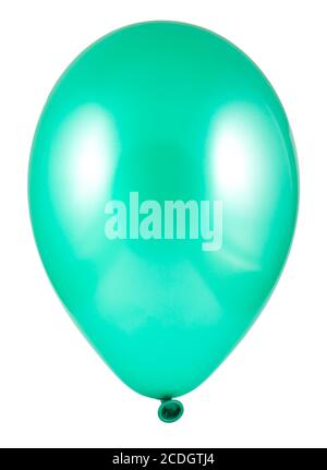 Flying single green balloon isolated on white background Stock Photo ...