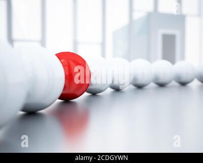 blurred white balls and red ball is in focus Stock Photo - Alamy