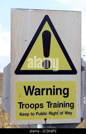 Close up of troops soldiers MOD training sign North Yorkshire England ...