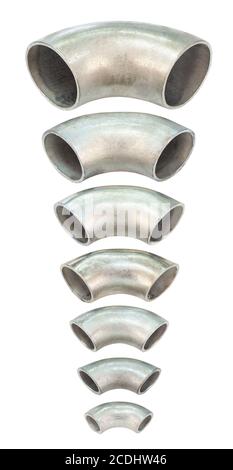Some galvanized iron pipe bends - spare parts for pipelines Stock Photo ...