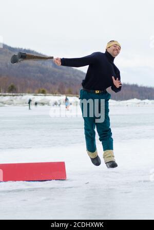 Valenok throwing at Baikal Fishing 2012 Stock Photo - Alamy