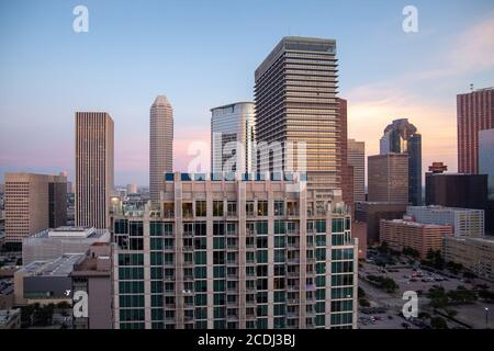 Downtown skyline at sunrise Houston Texas USA Stock Photo - Alamy