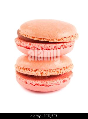 Colorful stacked French macaroons isolated over white background Stock ...