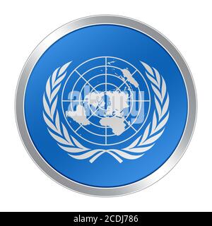 The United Nations UN symbol logo projected over a skull isolated ...