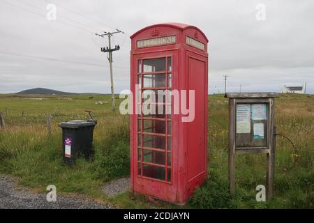 red phone box. The Hebridean Way. Outer Hebrides. Highlands. Scotland ...