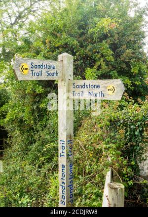 Waymarker sign post on the Sandstone trail long distance footpath ...