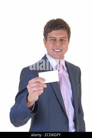 young business man showing a business card in office Stock Photo - Alamy