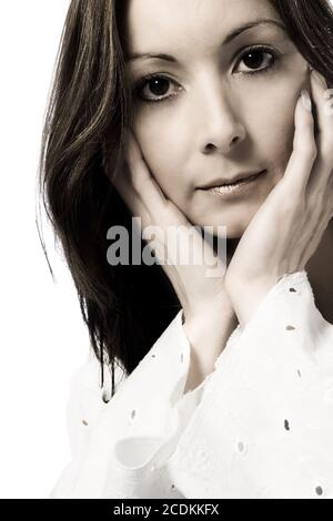 High key studio portrait of beautiful teenage girl Stock Photo - Alamy