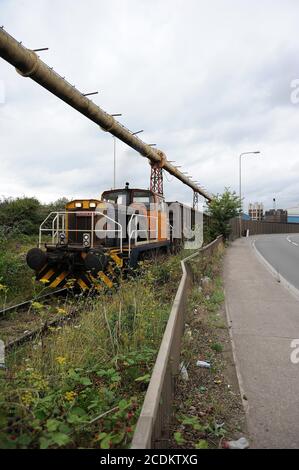 Tremorfa Steelworks locomotive shunting at the complex Stock Photo - Alamy
