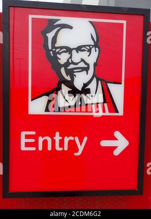 The drive through menu at a KFC, Kentucky Fried Chicken, restaurant on ...