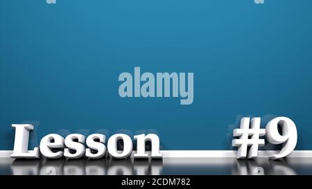 Lesson nr. 6 at blue wall background - 3D rendering illustration Stock ...