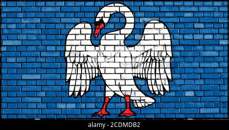 flag of Jonava painted on brick wall Stock Photo - Alamy