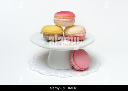 Macarons on decorative plate, Germany Stock Photo - Alamy