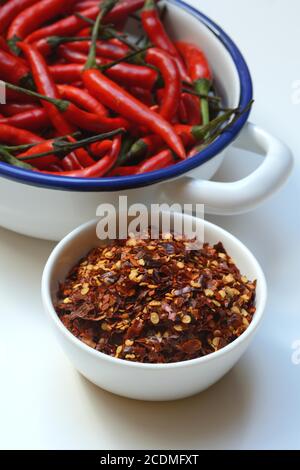 Chili flakes in shell and chilli peppers, Germany Stock Photo - Alamy