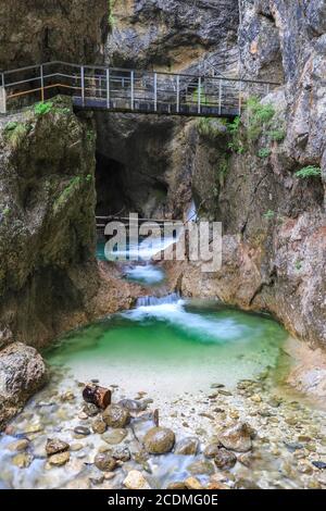Bridge over Almbach Gorge, Almbachklamm, Berchtesgaden, Upper Bavaria ...
