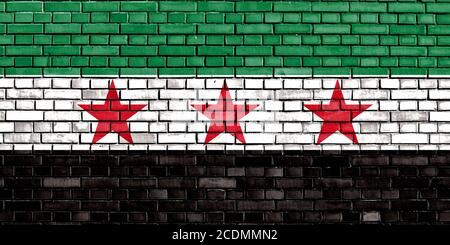 flag of Syria painted on brick wall Stock Photo - Alamy