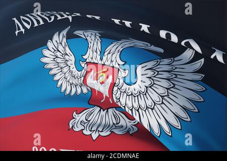 Waving flags of the world - flag of Donetsk People's Republic. Closeup ...