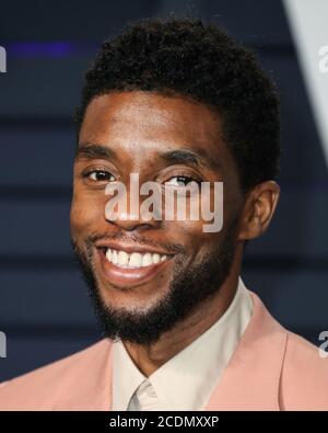 Actor Chadwick Boseman arrives at the Vanity Fair Oscar Party on Sunday ...