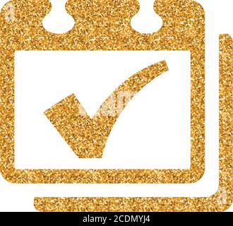 Checkmark icon in gold glitter texture. Sparkle luxury style vector ...