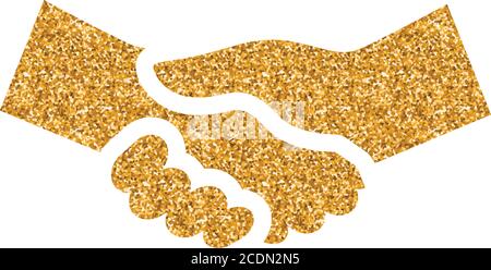 Handshake icon in gold glitter texture. Sparkle luxury style vector ...