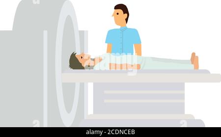 Vector of a woman undergoing medical examination mammography. Breast ...