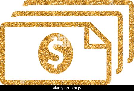 Money icon in gold glitter texture. Sparkle luxury style vector ...