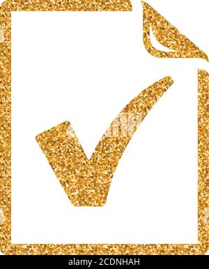 Check icon in gold glitter texture. Sparkle luxury style vector ...