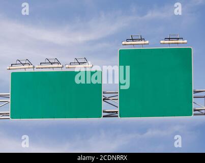 Blank empty freeway signs on western US highway copy space for your ...