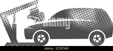 Engine overhaul icons in halftone style. Automotive vehicle maintenance ...