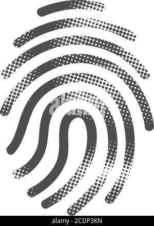 Fingerprint icon in halftone style. Grunge background vector ...