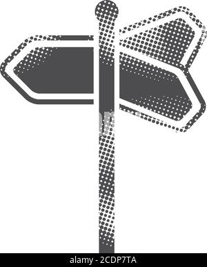 Road sign post halftone icon hand drawn color vector illustration Stock ...