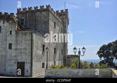 Rosignano Marittimo castle and village view from a cypress road at ...