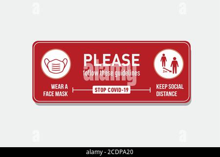 Please wear face mask and keep social distance. Notice board. Wall ...