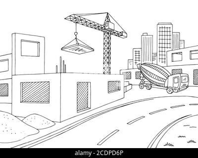 Architecture and construction cartoon,black,flat,monochrome,outline ...