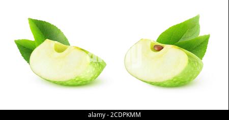 Isolated apple wedges. Two images of red apple slice isolated on white ...