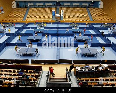 Table tennis ping pong, whiff whaff. Side view 3d rendering Stock Photo ...