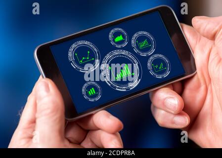 Smartphone screen displaying a data analysis concept Stock Photo - Alamy