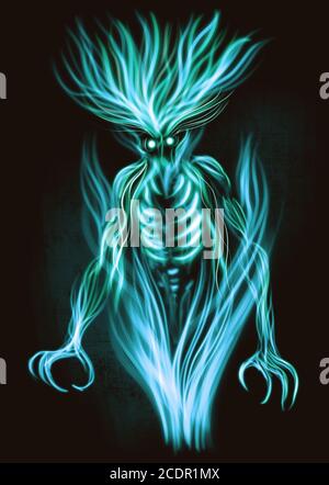 Evil Genie Djinn or Jinn hand drawn character illustration Stock Photo ...