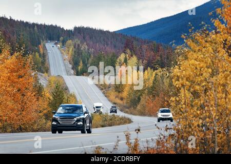 Car on road in Banff National Park in Canada Stock Photo - Alamy
