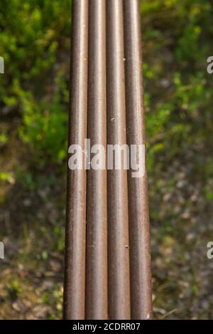 A selective focus shot of rusty metal mesh against the wall Stock Photo ...