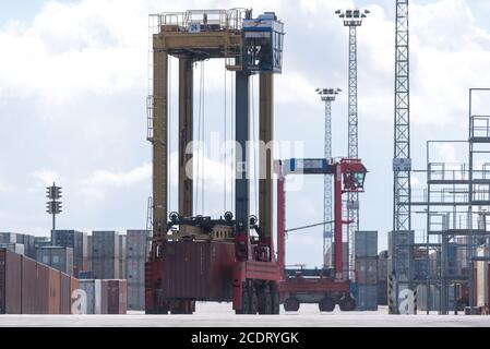 Van carrier with container Stock Photo - Alamy