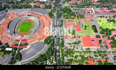 aerial view of the University Olympic Stadium, home of the soccer team ...